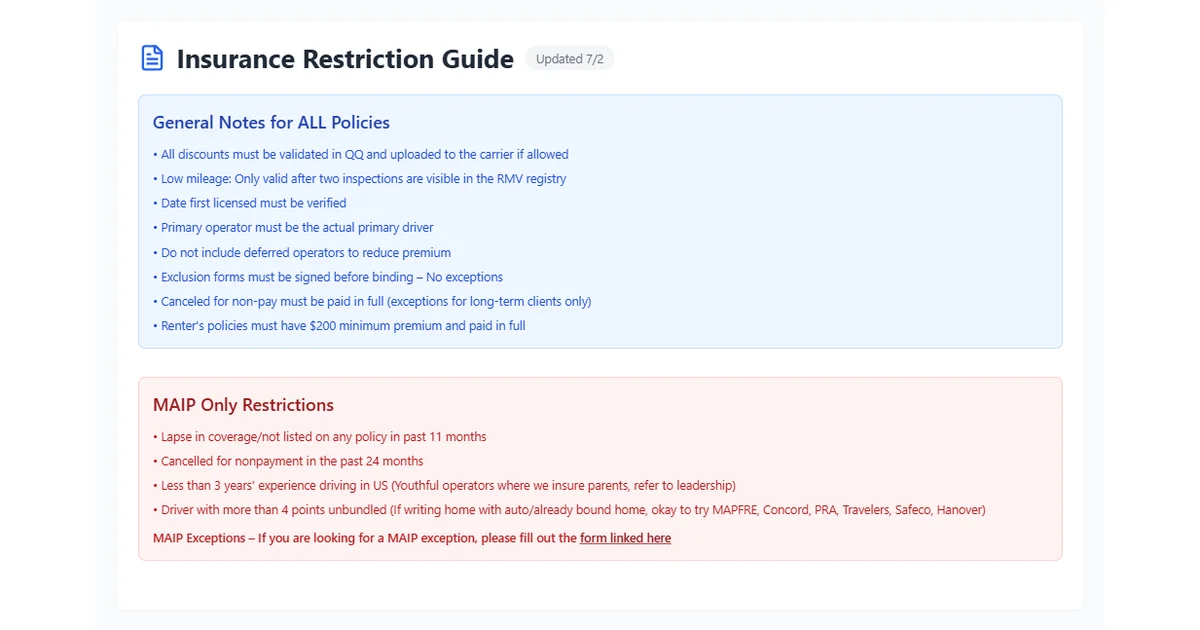 Interactive Insurance Restriction Guide | Claude