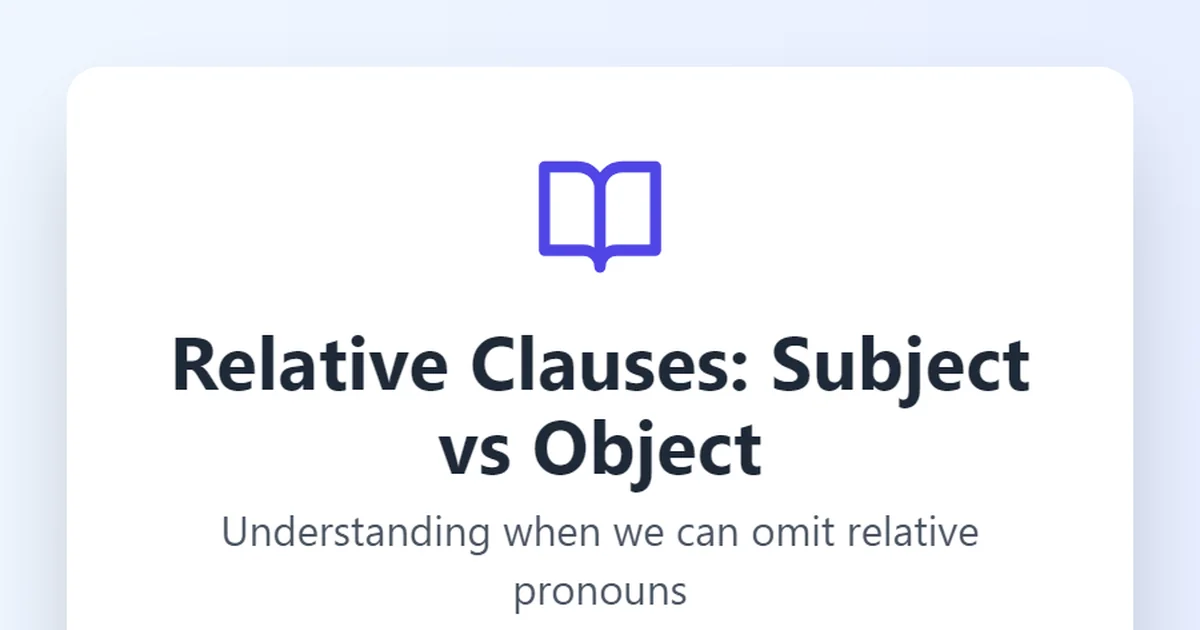 Master Relative Clauses: Subject vs Object Interactive Lesson | Claude