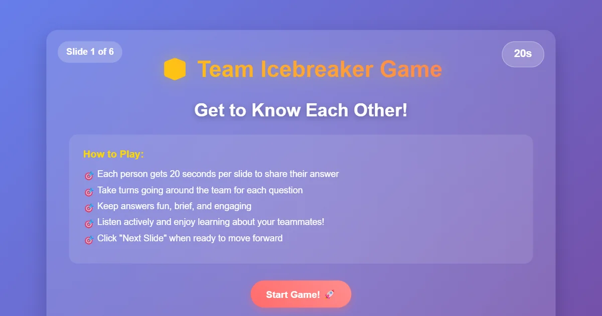 Team Icebreaker Game - Get to Know Each Other | Claude