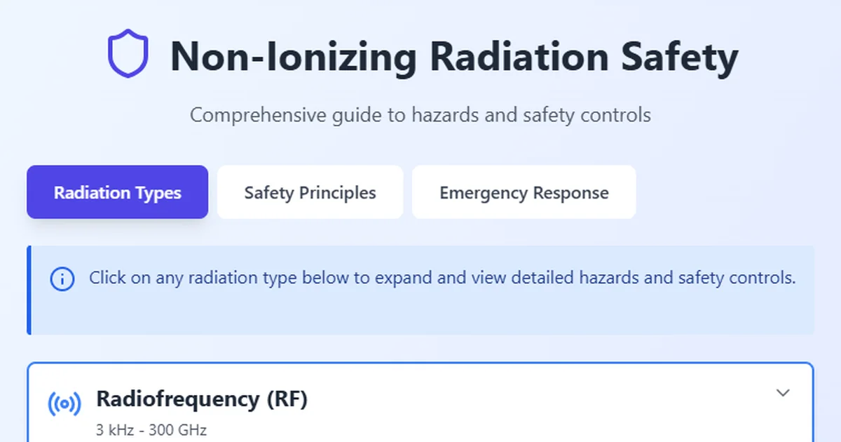 Non-Ionizing Radiation Safety Guide - Hazards & Controls App | Claude