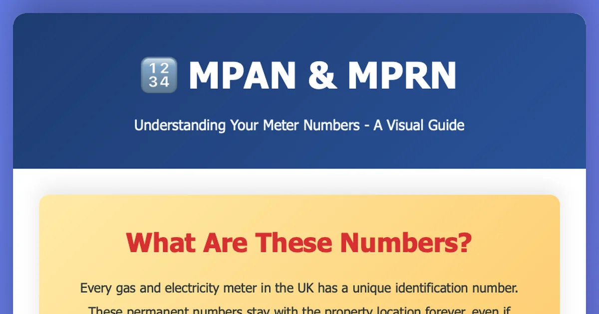 MPAN vs MPRN: Complete Visual Guide to UK Meter Numbers | Claude