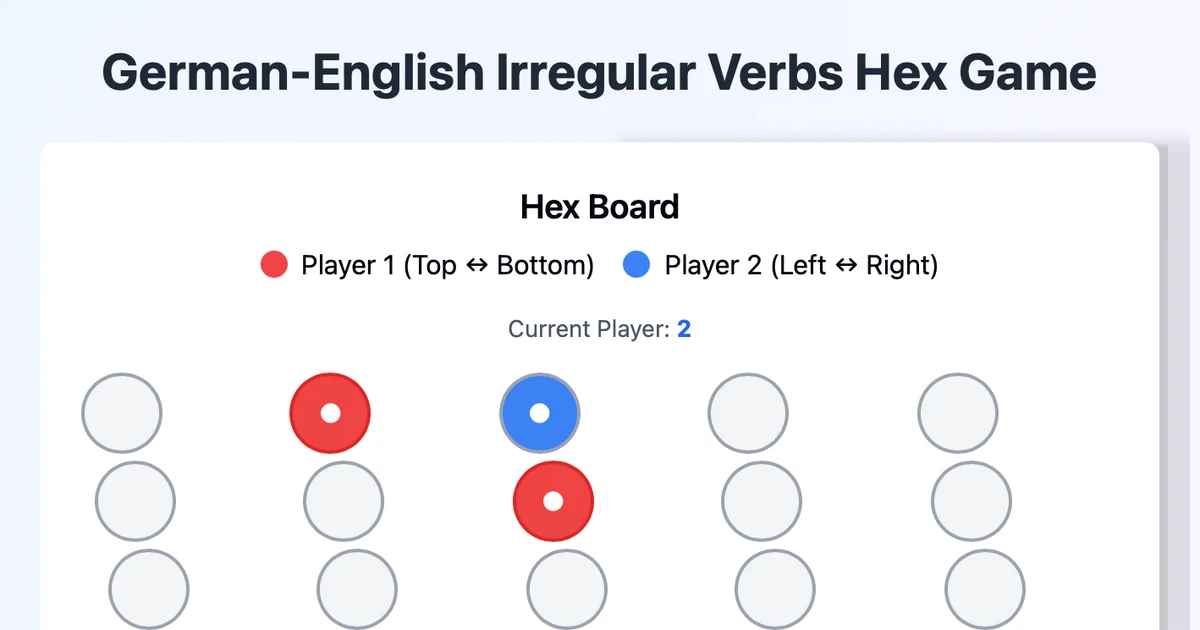 German-English Irregular Verbs Hex Game | Claude