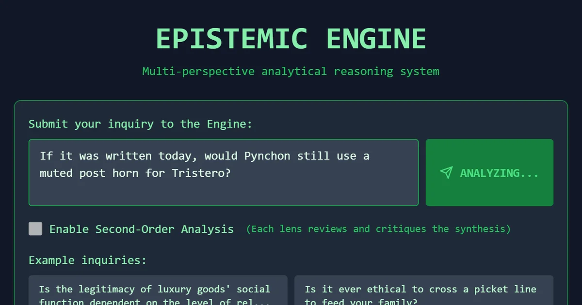 Epistemic Engine | Claude