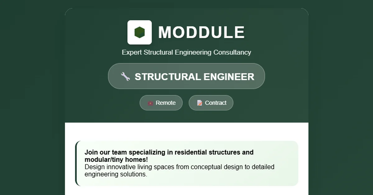 MODDULE Structural Engineer Job Flyer | Claude