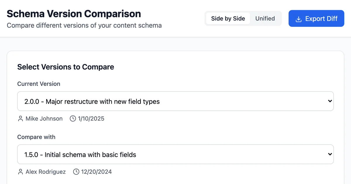 Schema Version Comparison Tool | Claude