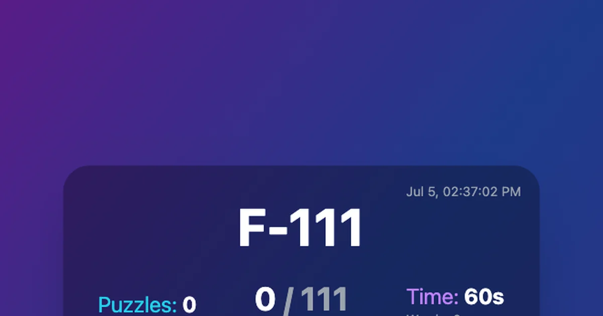 F-111 Puzzle Game (Complete) | Claude