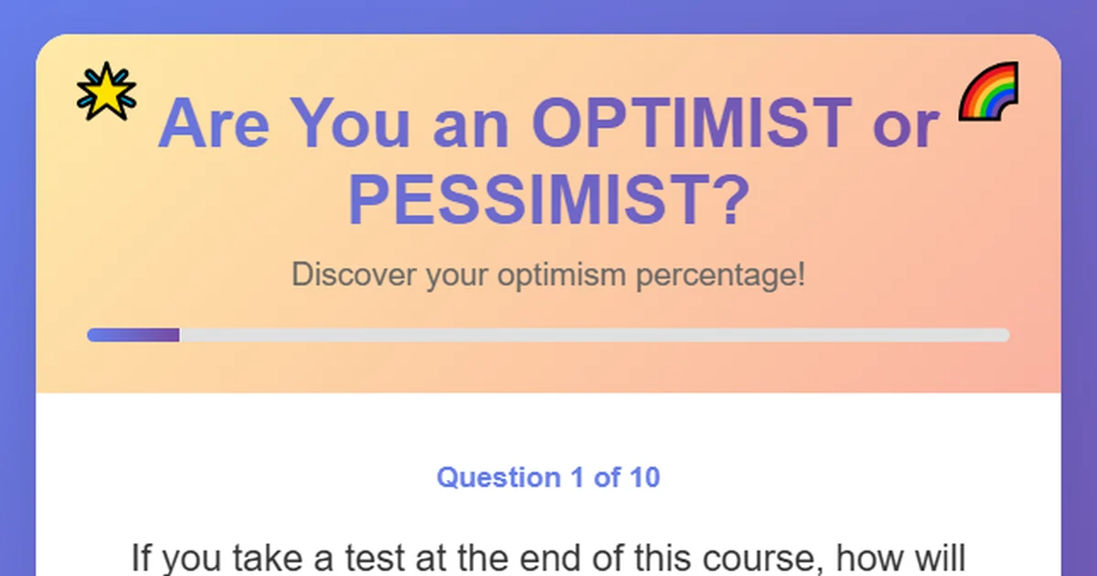 Optimism vs Pessimism Quiz Game | Claude