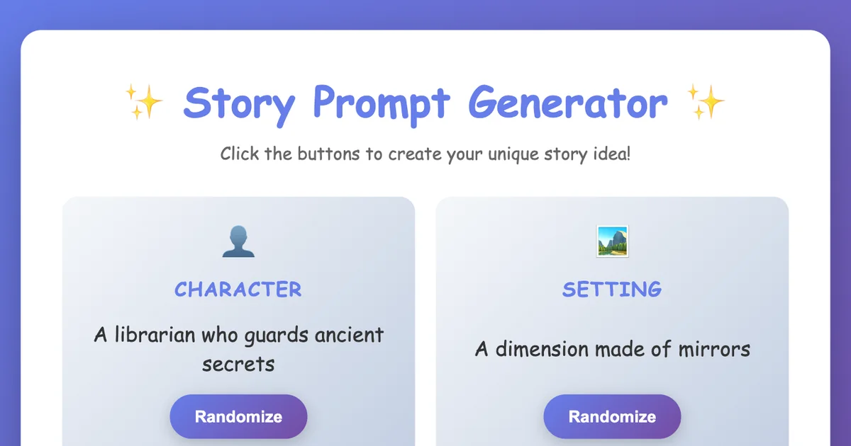 Story Prompt Generator - Creative Writing Ideas & Inspiration | Claude