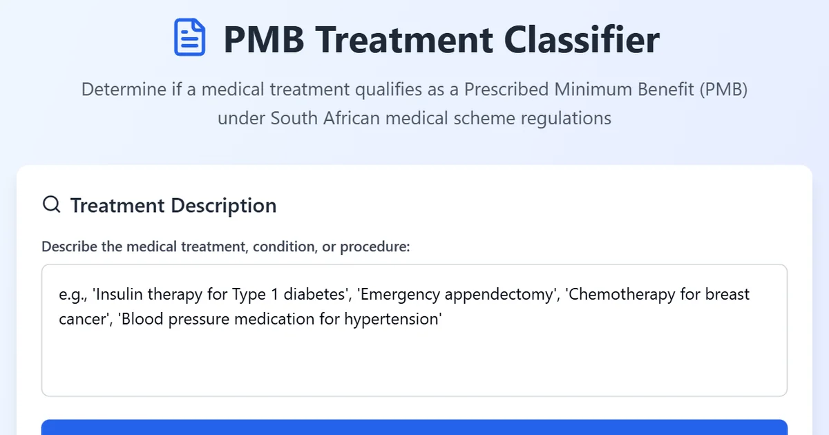 PMB Treatment Classification Interface | Claude