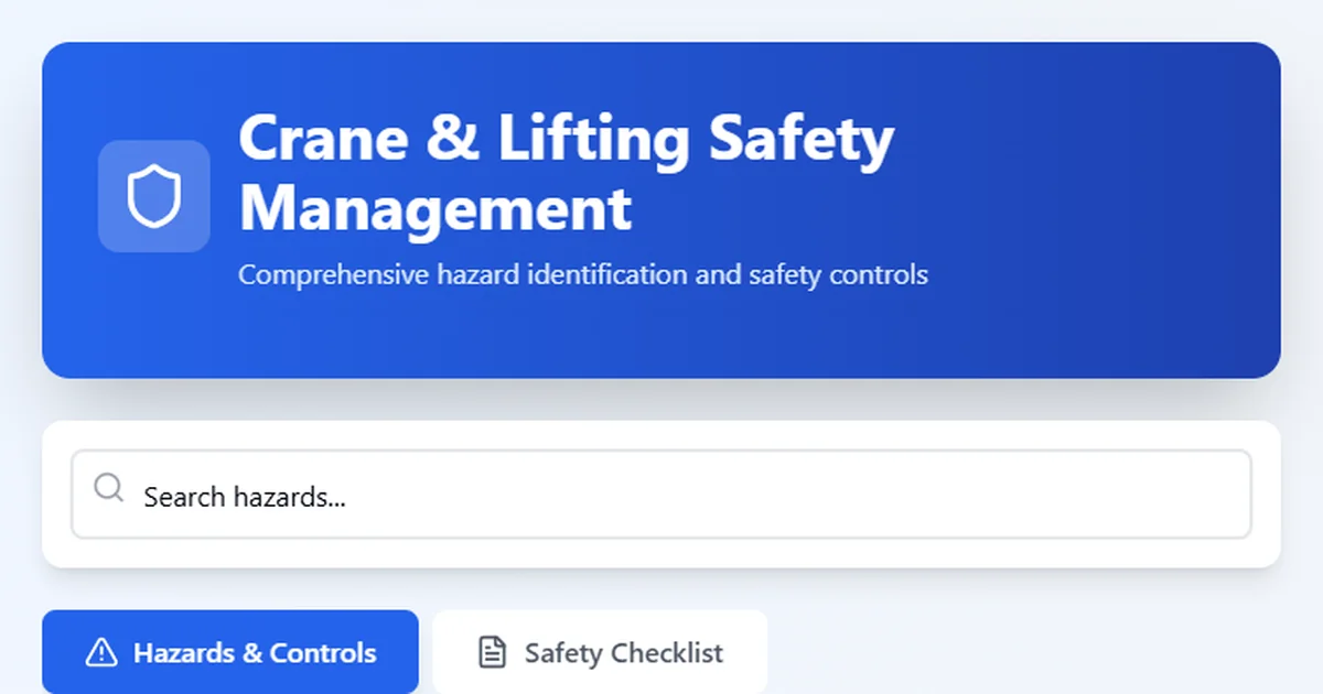 Crane & Lifting Safety Management App - Hazard Controls Guide | Claude