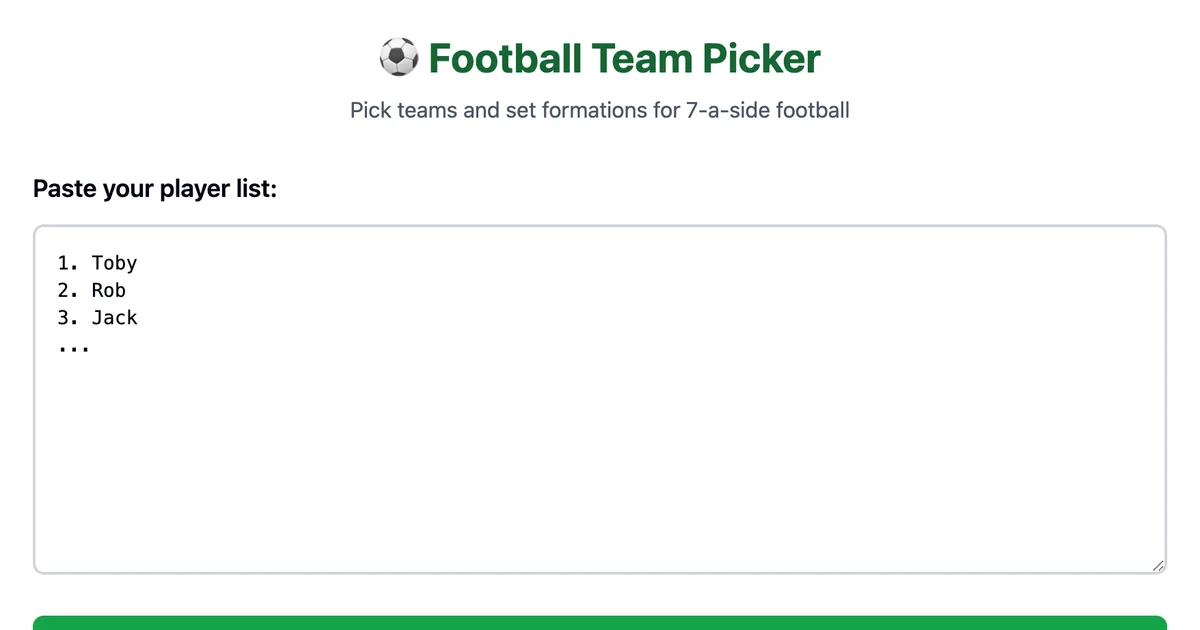 Football Team Picker & Formation Tool | Claude