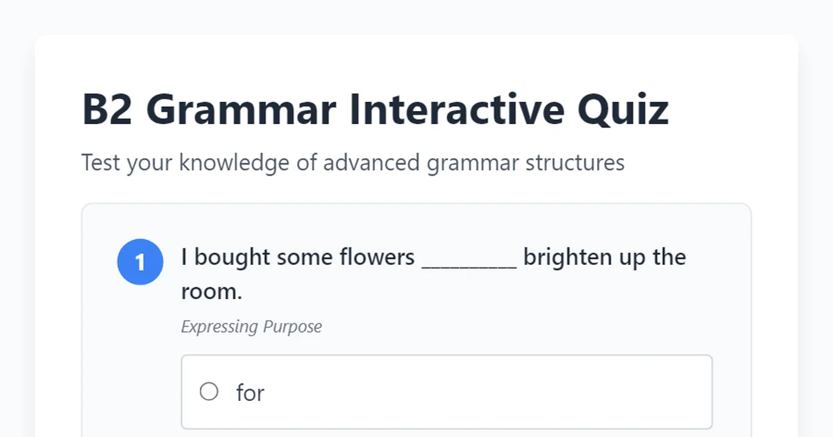 B2 Grammar Quiz - Advanced English Grammar Practice Test | Claude