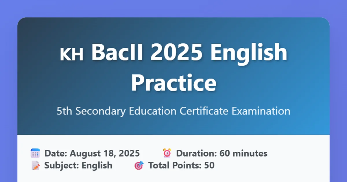 BacII 2025 English Practice Test | Claude