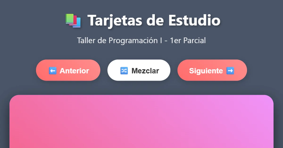 Tarjetas de Estudio - Taller de Programación I | Claude