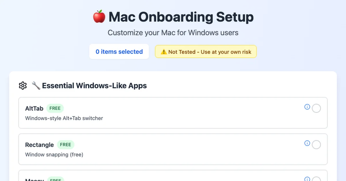 Interactive Mac Onboarding Setup Web App | Claude