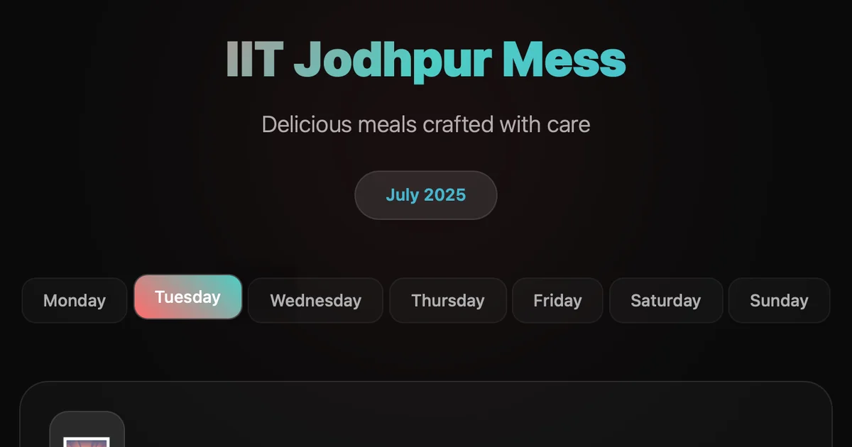 IIT Jodhpur Mess Menu | Claude