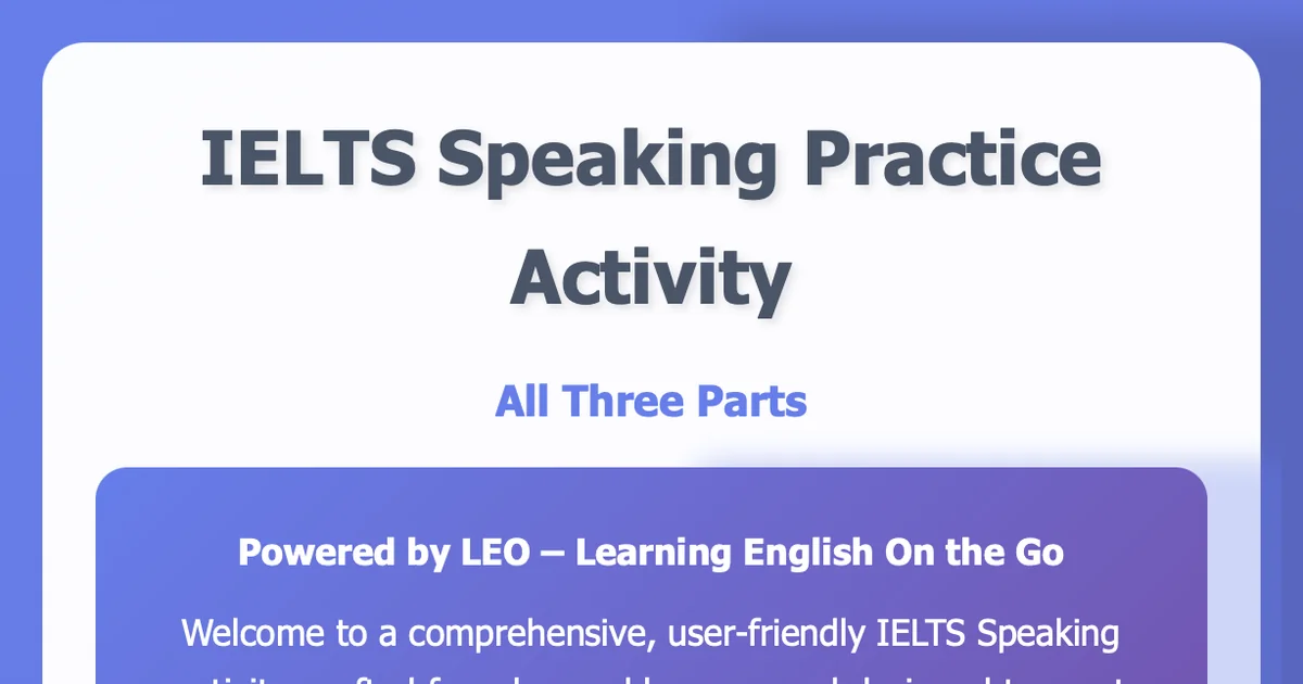 IELTS Speaking Practice Activity - Professional Version | Claude