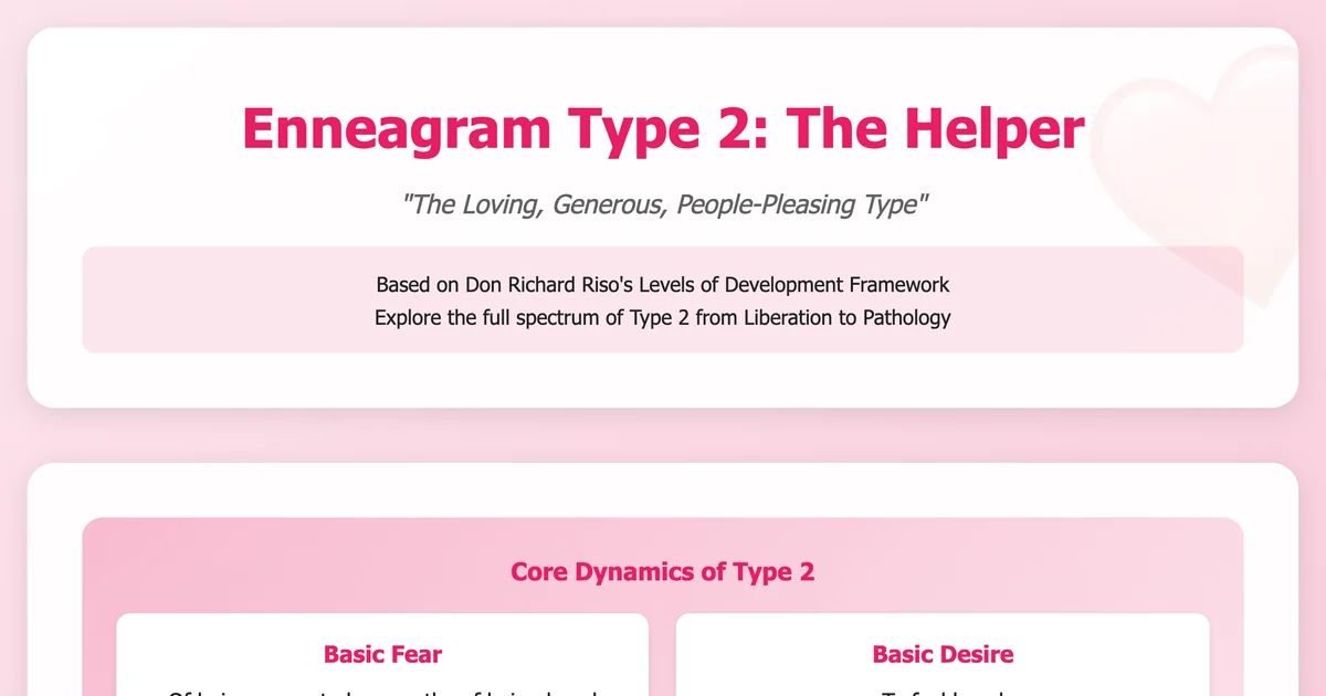 Enneagram Type 2 Helper: Complete 9 Levels Development Guide | Claude