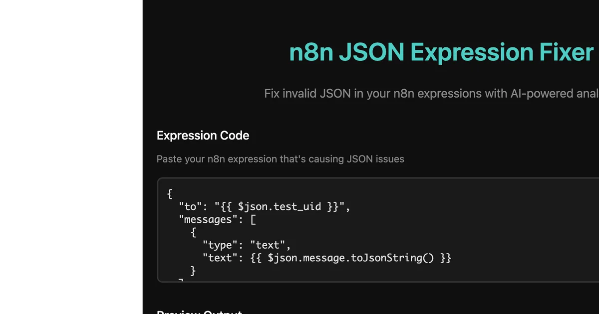 n8n JSON Expression Fixer | Claude