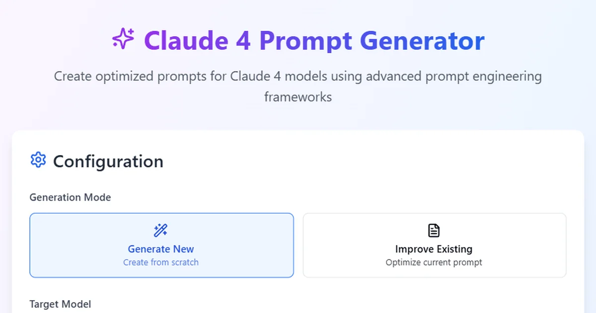 Claude 4 Prompt Generator | Claude