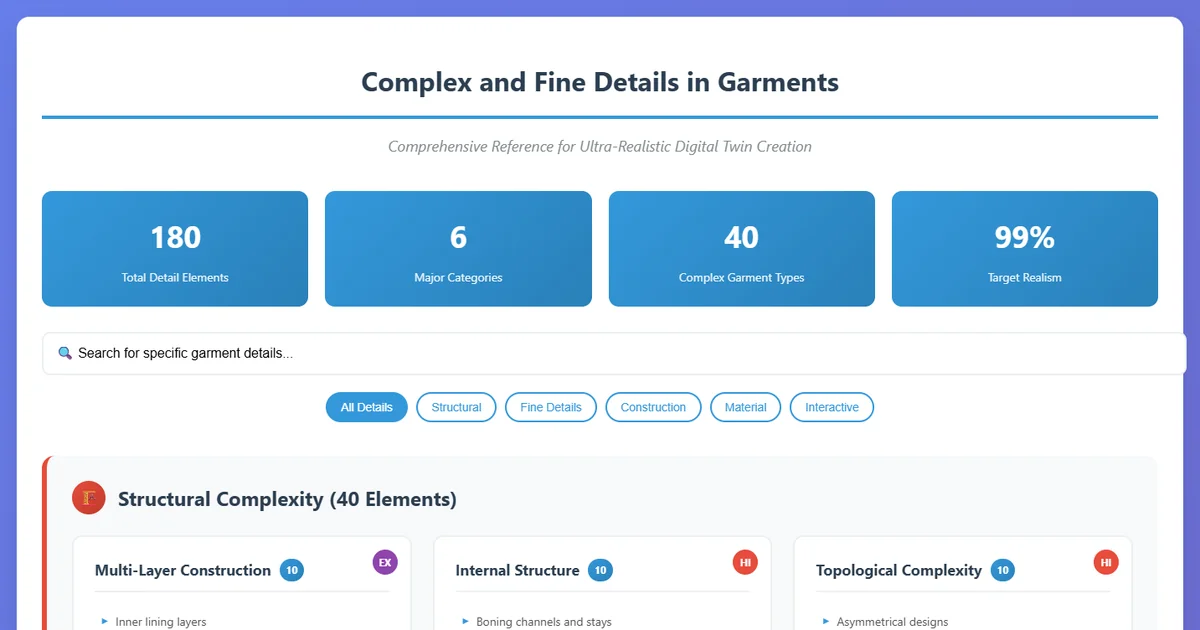 Complex and Fine Details in Garments - Comprehensive Reference | Claude
