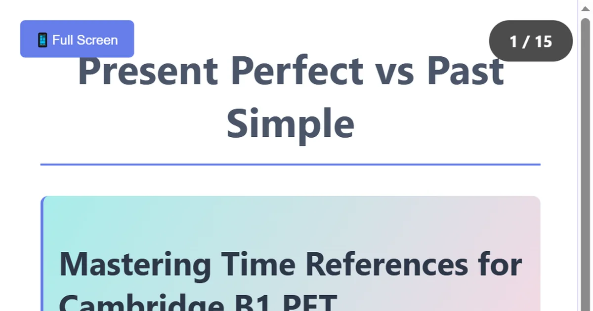 Present Perfect vs Past Simple - Lesson Plan Presentation | Claude