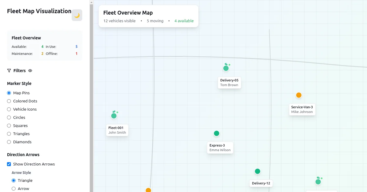 Fleet Management Map Visualization Prototype | Claude