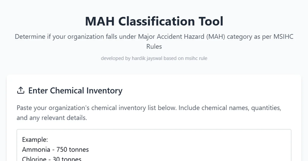 MAH Classification Tool - MSIHC Rules Compliance | Claude
