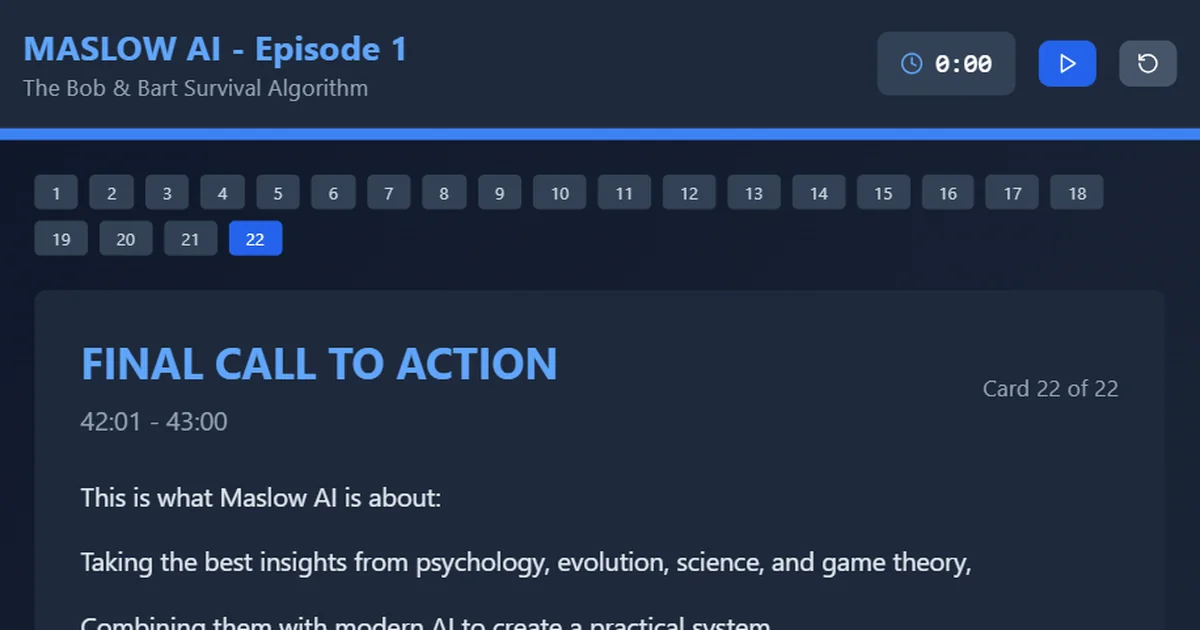MASLOW AI Episode 1 - Live Cue Cards | Claude