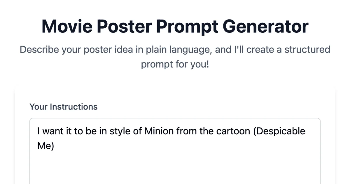 Movie Poster Prompt Generator | Claude