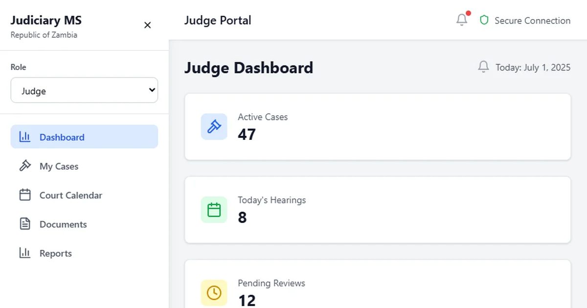 Zambian Judiciary Management System (JMS) - Interactive Mockup | Claude