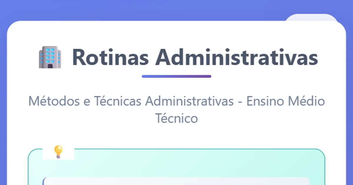 Rotinas Administrativas - Slide Educacional | Claude