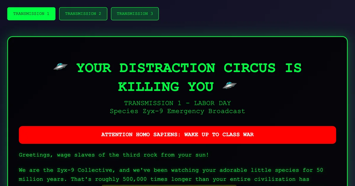 The Alien Transmissions Trilogy: Solidarity or Extinction | Claude
