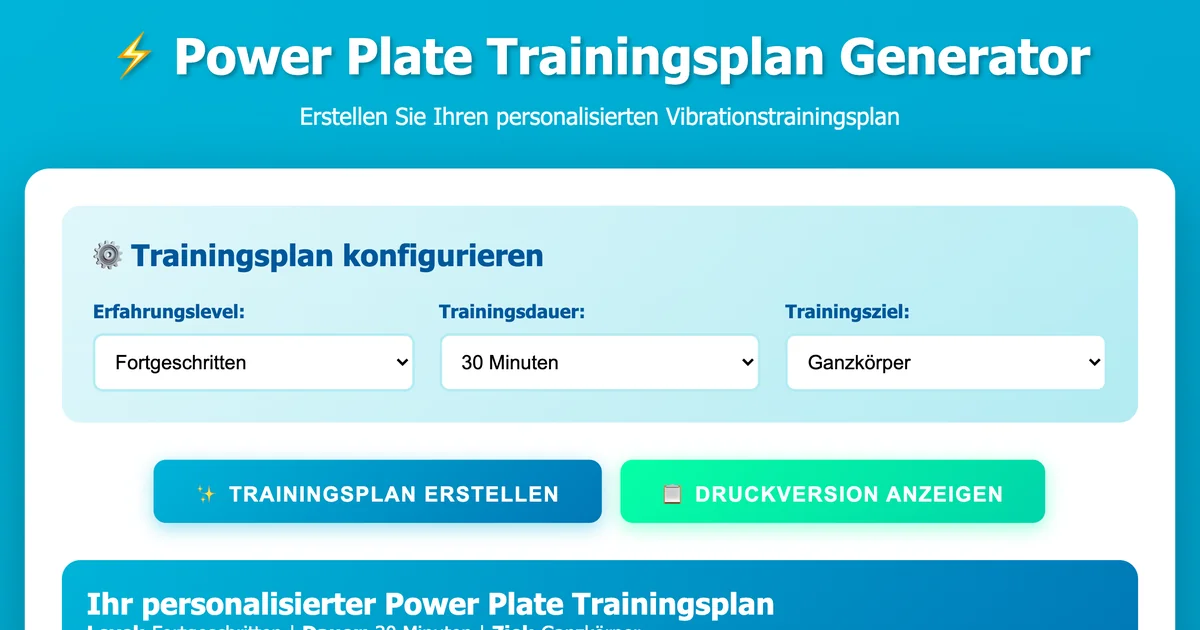 Power Plate Trainingsplan Generator | Claude