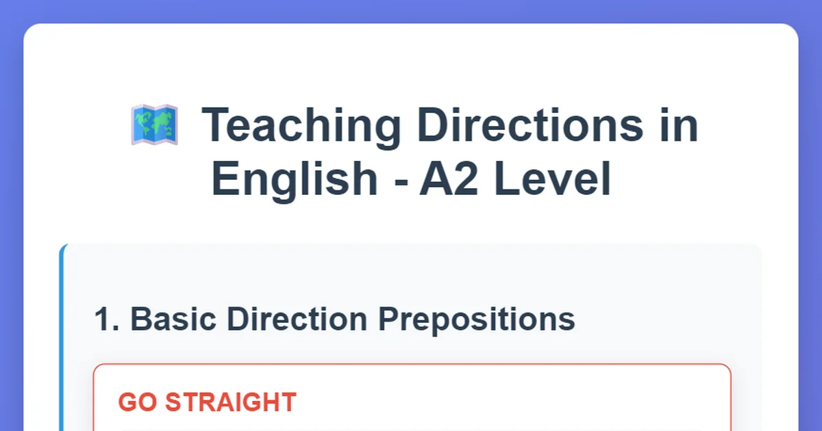 Teaching Directions in English - A2 Level | Claude