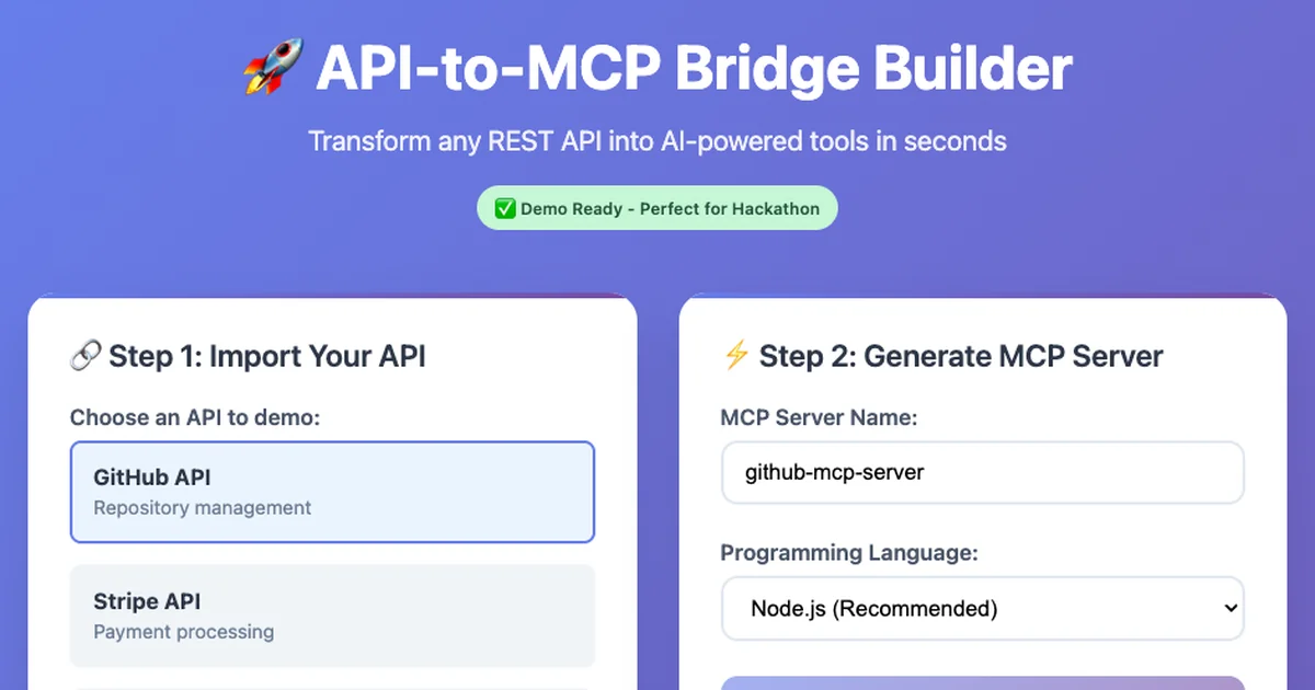 API-to-MCP Bridge Builder Demo | Claude