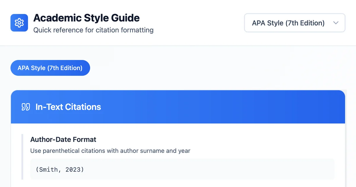 Academic Style Guide Reference Tool | Claude