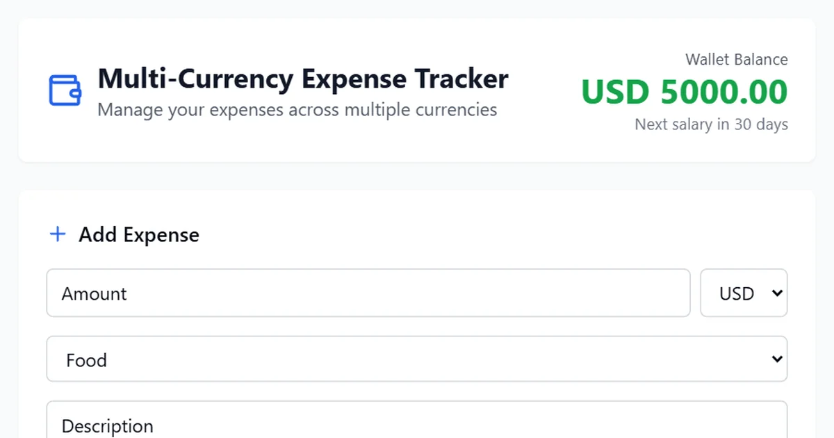 Multi-Currency Expense Tracker with Wallet Management | Claude