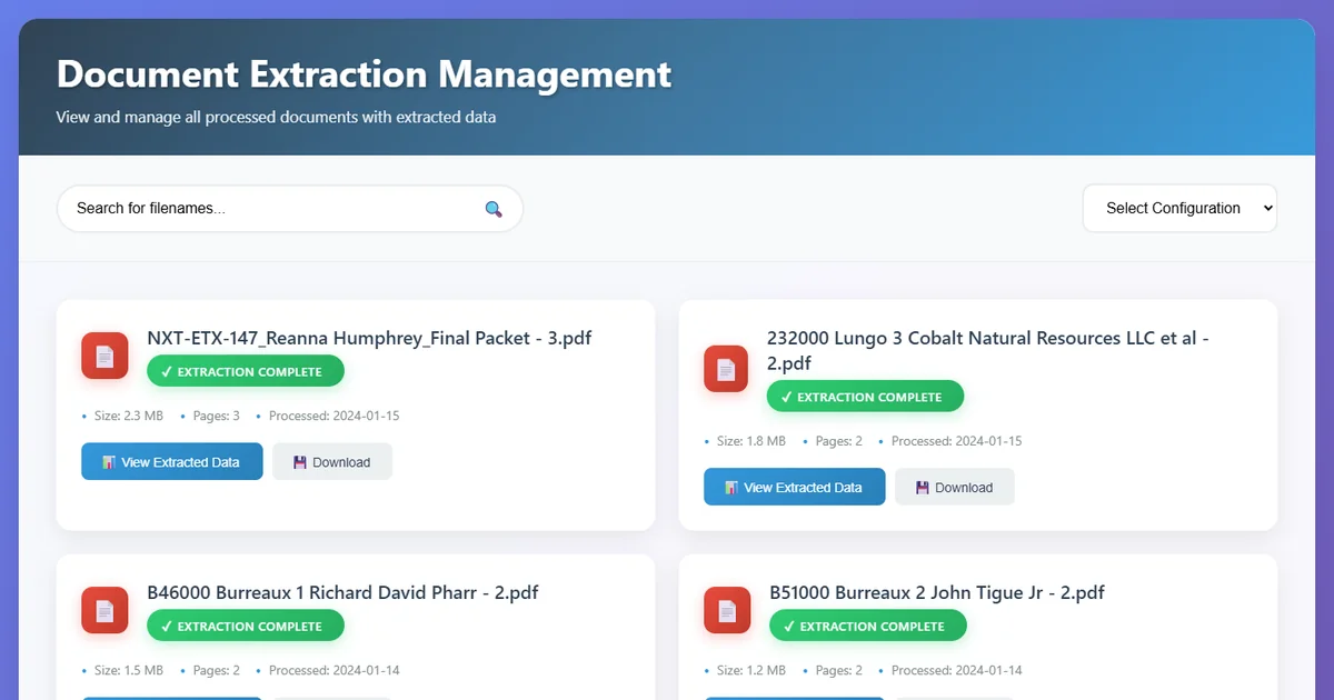 Document Extraction Management Interface | Claude