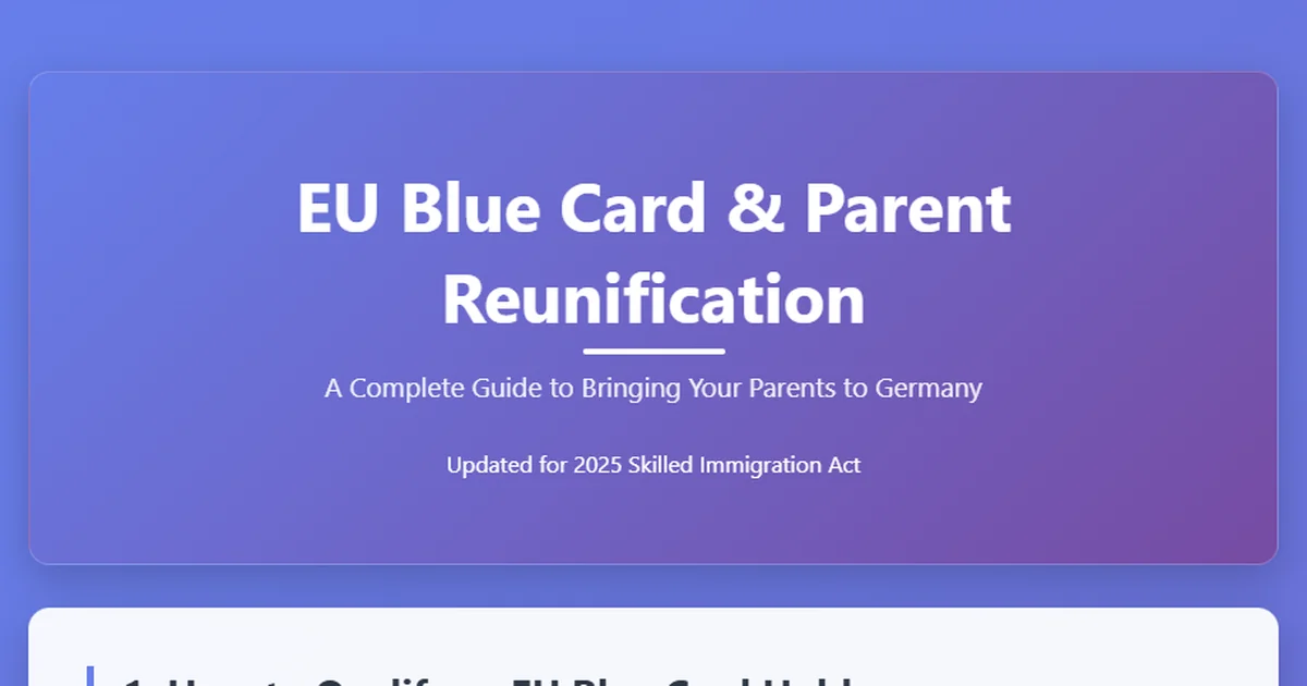 EU Blue Card & Parent Reunification in Germany | Claude