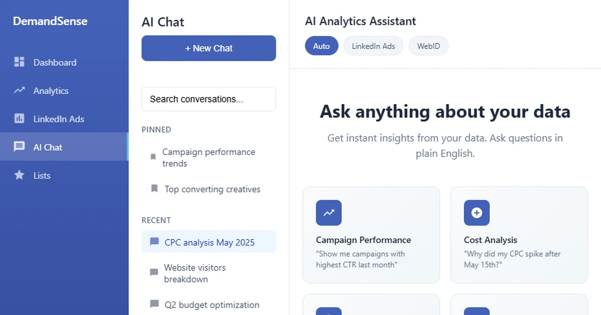 DemandSense AI Chat Interface Design | Claude