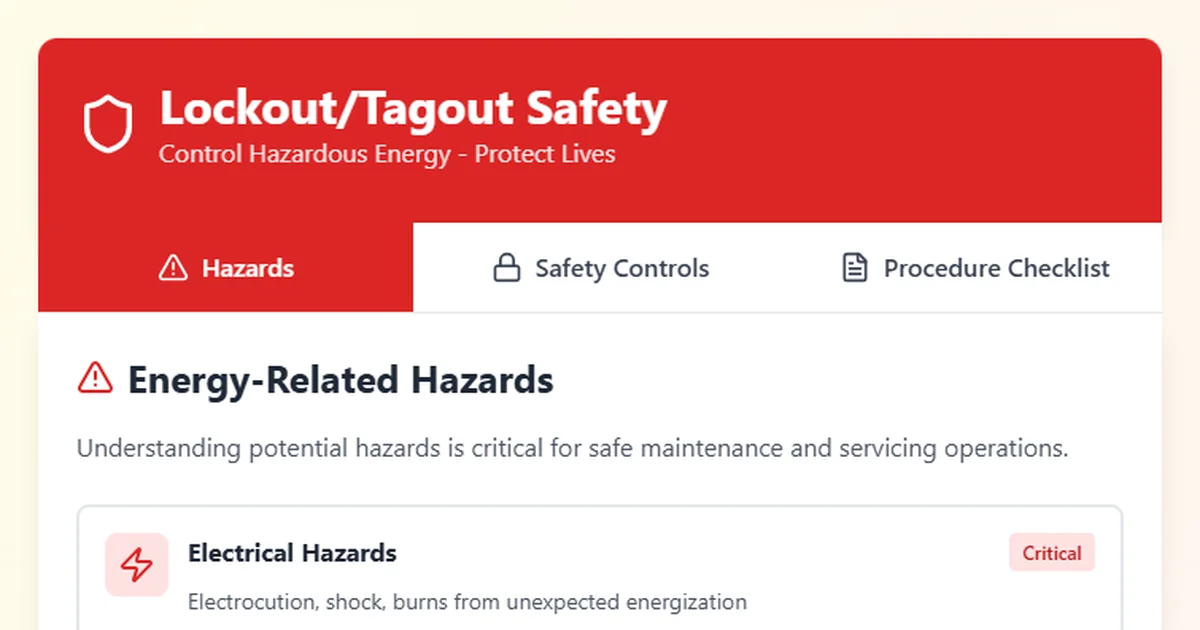 LOTO Safety App - Interactive Lockout Tagout Training Tool | Claude