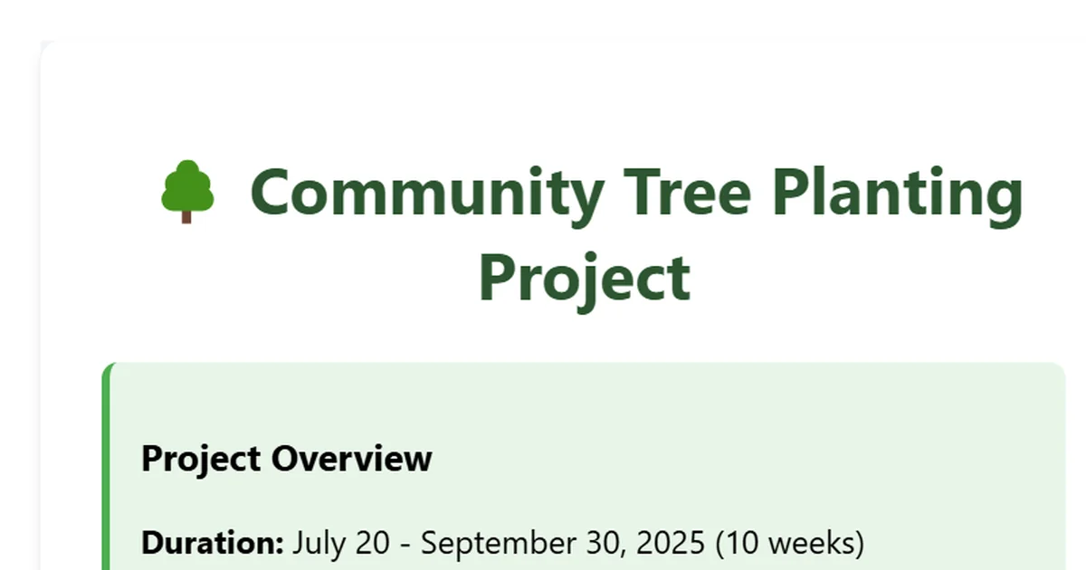 Tree Planting Project Gantt Chart & Budget | Claude